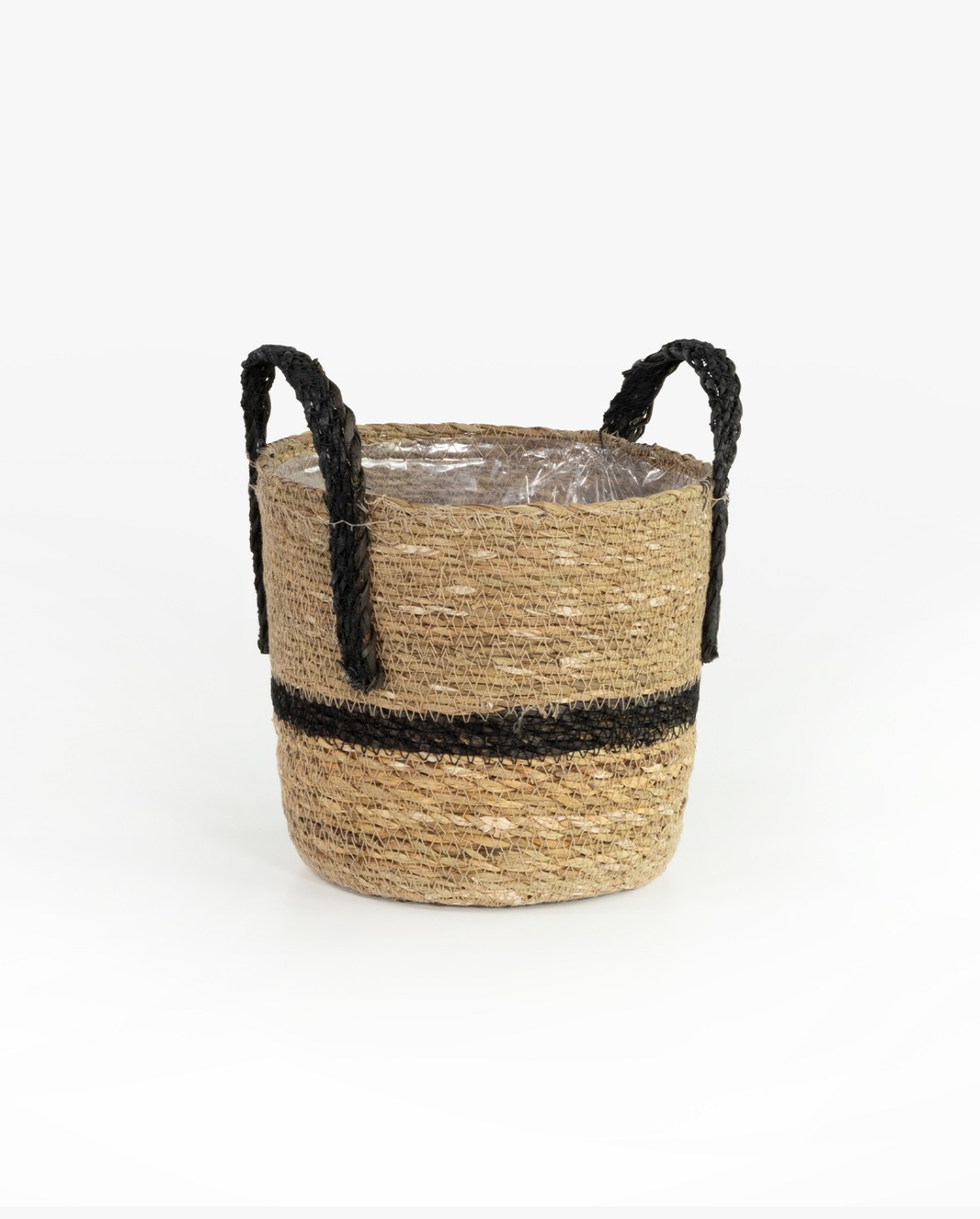 Macetero con asas Siara de fibras naturales - Ø20cm