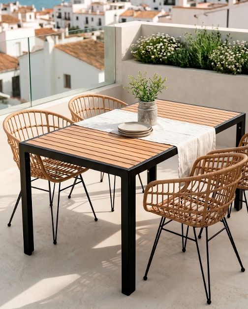 Jaida Outdoor Table Ash Steel 120x75cm Black | Vaukura