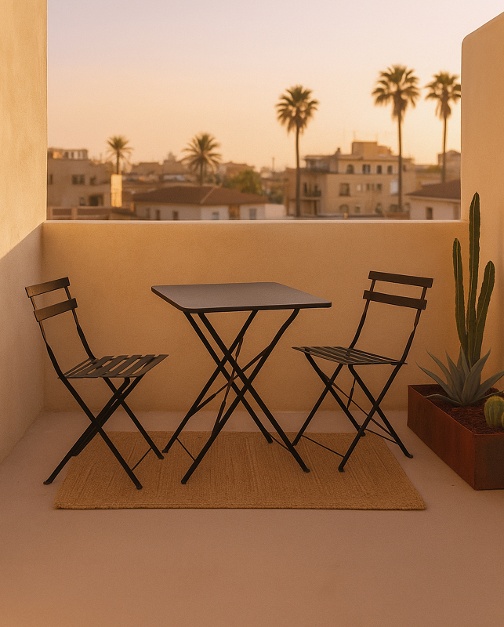 Ensemble Aime table pliante et 2 chaises pliantes d'extérieur en acier ...