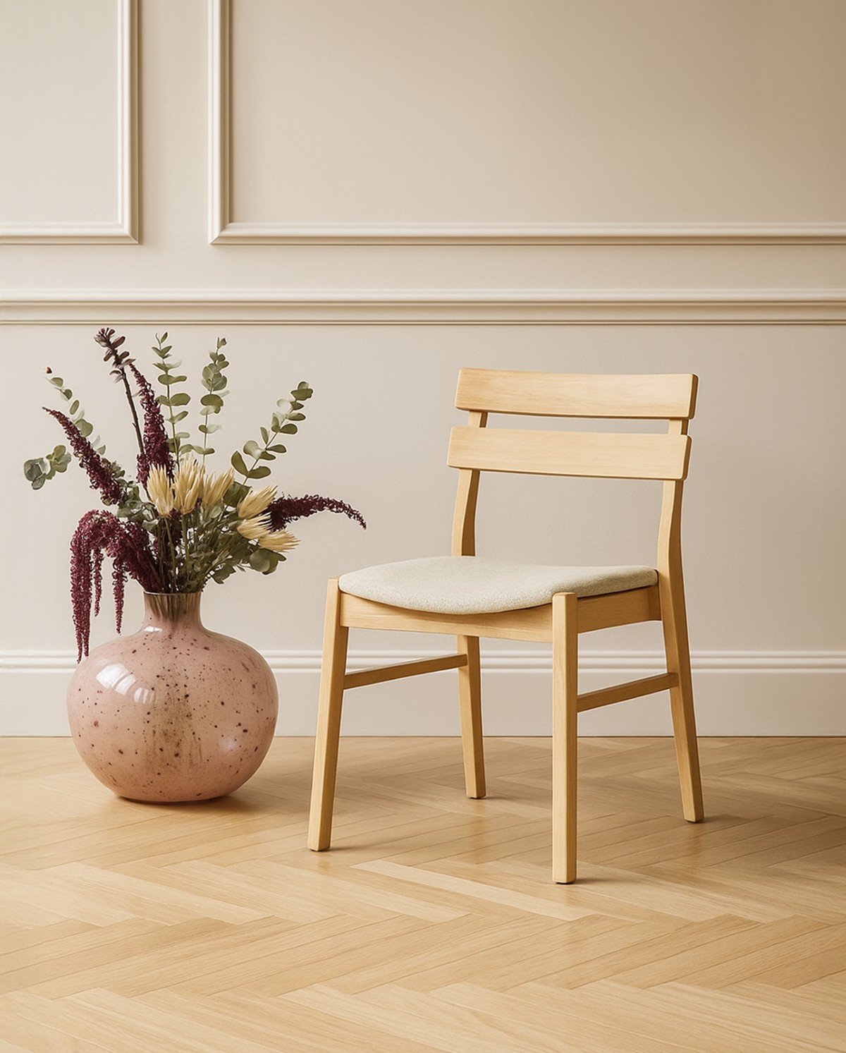Mika wooden dining chair with upholstered seat