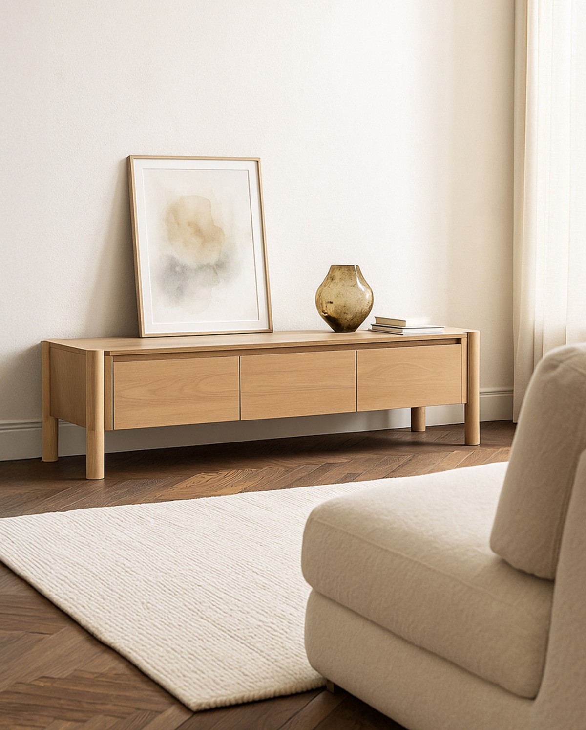 Alana wooden TV cabinet 153x44cm