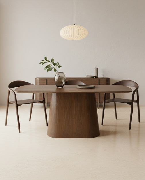 Table à manger Aline en bois couleur noyer 180x90cm