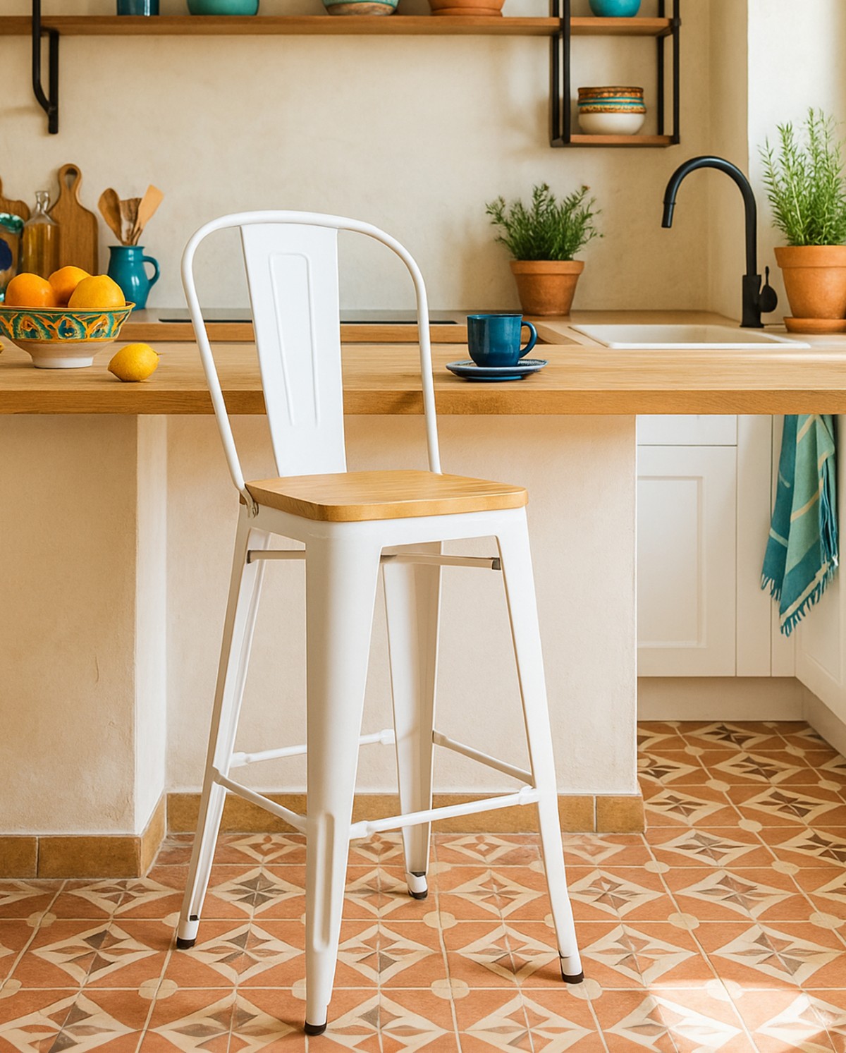 Oliix Matte High-Back Stool - Shop Online | Vaukura