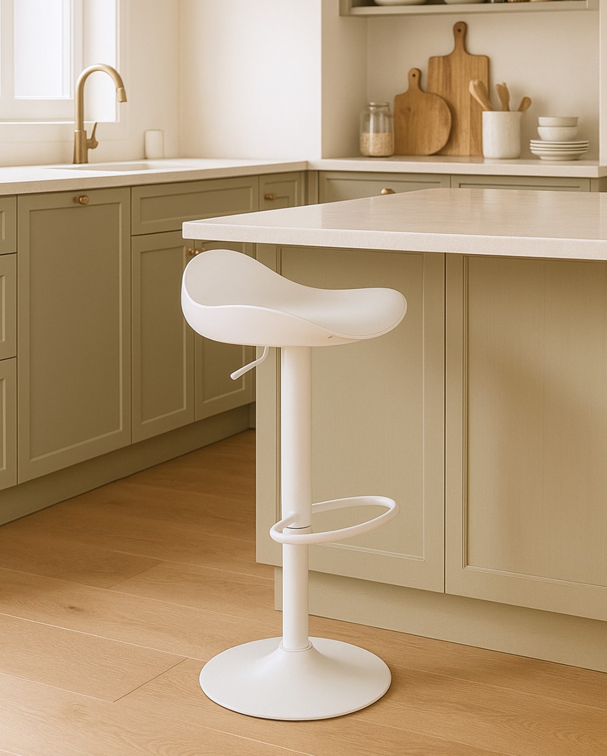 Vanir stool made of ABS and matte steel - White